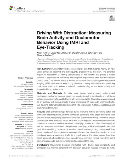 Pdf Driving With Distraction Measuring Brain Activity And Oculomotor Behavior Using Fmri And