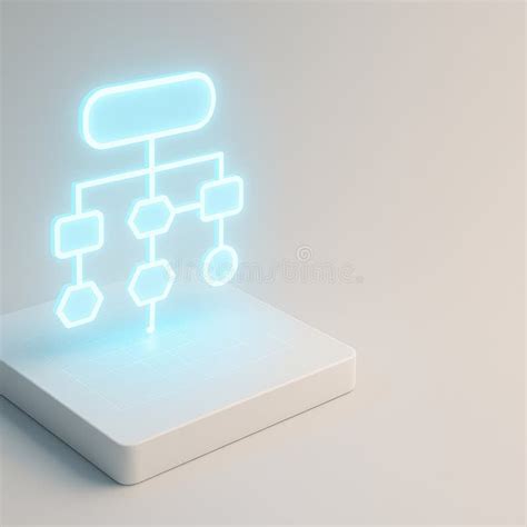 Glowing Flowchart Diagram On Minimalism 3d Platform With Futuristic
