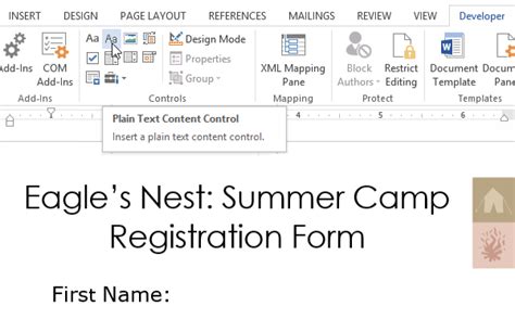 Microsoft Word Plain Text Content Control Volfwm