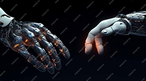 Premium Ai Image A Human Hand And A Robotic Handshake Generative Ai