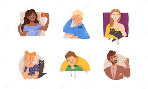 Young Man And Woman Looking Out Of Window Vector Illustration Set Stock Vector Illustration Of