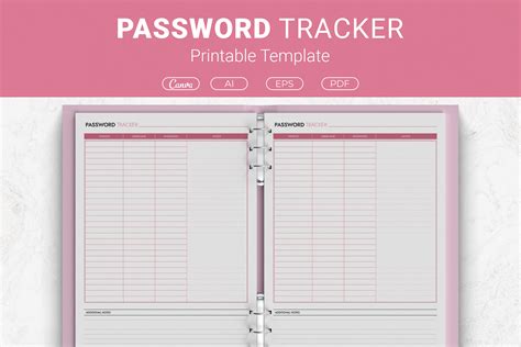 Password Tracker Printable Template Graphic By Jundi · Creative Fabrica