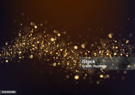 배경에 보케로 격리 된 골드 글리터 텍스처 입자 색깔 Celebratory 색종이 디자인의 황금 폭발 벡터 일러스트 레이 션 빗나간 포커스에 대한 스톡 벡터 아트 및 기타