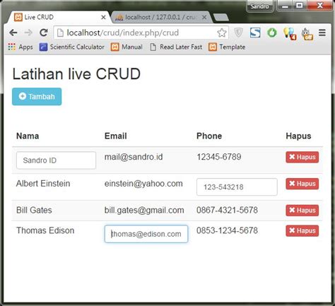 panduan membuat live crud dengan codeigniter dan ajax sandro id