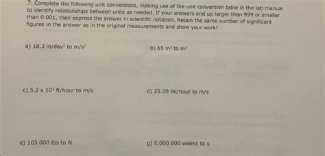 Solved Complete The Following Unit Conversions Making Chegg