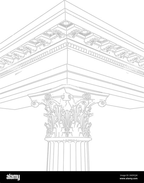 Greek Corinthian Column Vector Illustration On White Background A