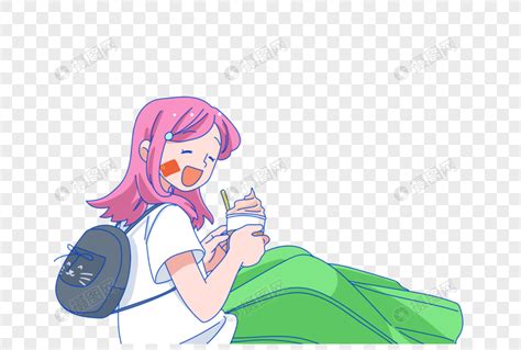 아이스크림을 먹는 소녀 Png 일러스트 무료 다운로드 Lovepik