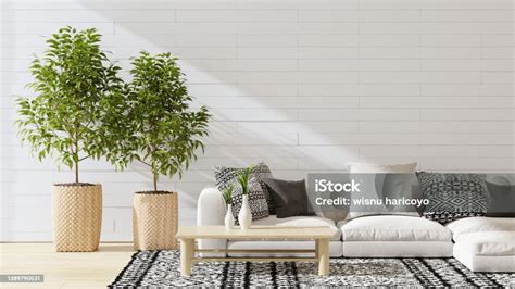 소파와 식물 3d 렌더링이있는 흰색 인테리어 룸 0명에 대한 스톡 사진 및 기타 이미지 0명 3차원 형태 가구 Istock