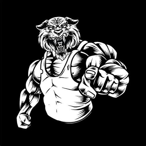 强壮的老虎健身房吉祥物标志插画矢量图素材