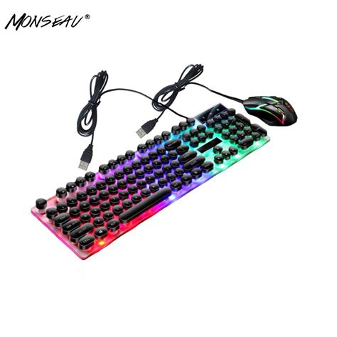 Monseau Gtx300 Punk Retro Backlit Gaming Keyboard Usb Wired Suspended And Mouse Set Shopee