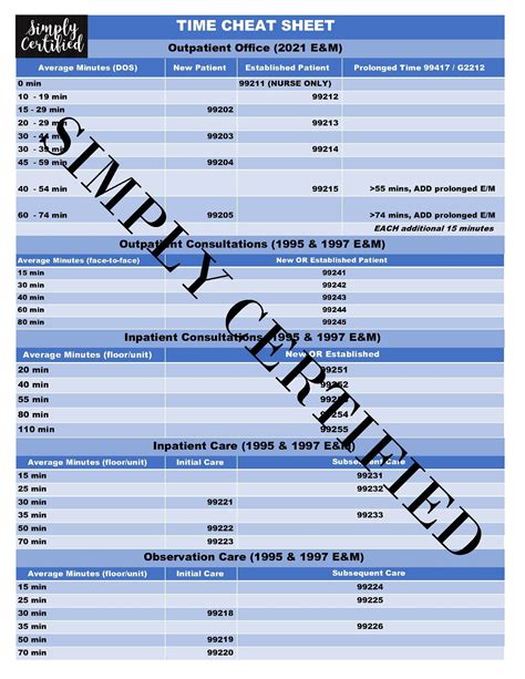 95 97 And 2021 E M Time Based Coding Cheat Sheets In 9 Beautiful Colors BUNDLE Etsy