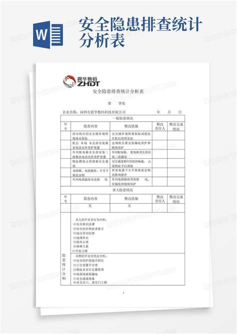 安全隐患排查统计分析表word模板下载编号lvjdadpx熊猫办公