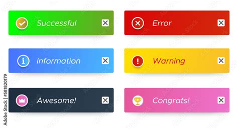Various Notification Window Templates The Layout Of The Smartphone Warning Or Message Interface