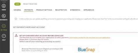 Project Settings Payments Tab Regpack