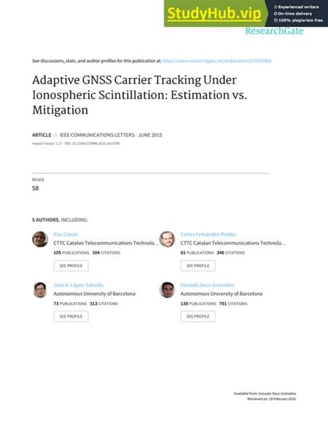 Adaptive Gnss Carrier Tracking Under Ionospheric Scintillation Estimation Vs Mitigation Pdf