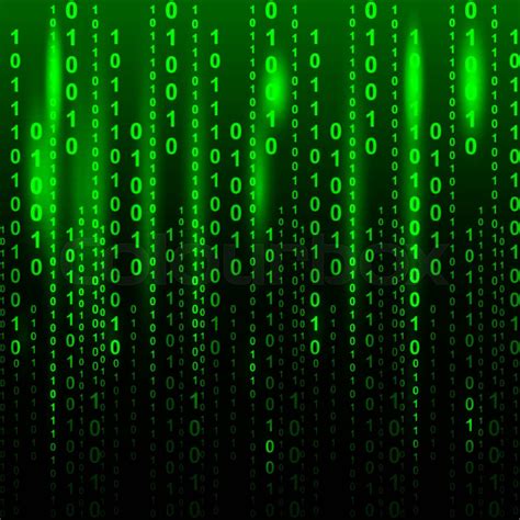 Binary Code Flowing Over A Green Background Digital Illustration