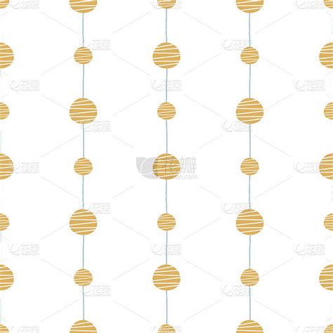 抽象无缝矢量图带圆圈的线条无尽的背景黄绿色和白色柔和的设计元素当代的纹理
