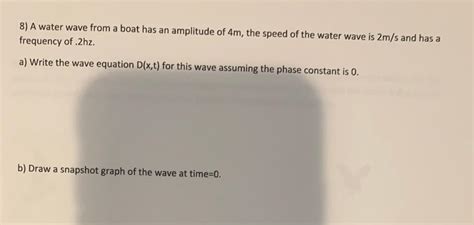 Solved A Water Wave From A Boat Has An Amplitude Of M Chegg Com