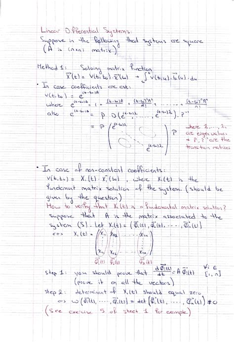 Differs Equations Summary Docsity