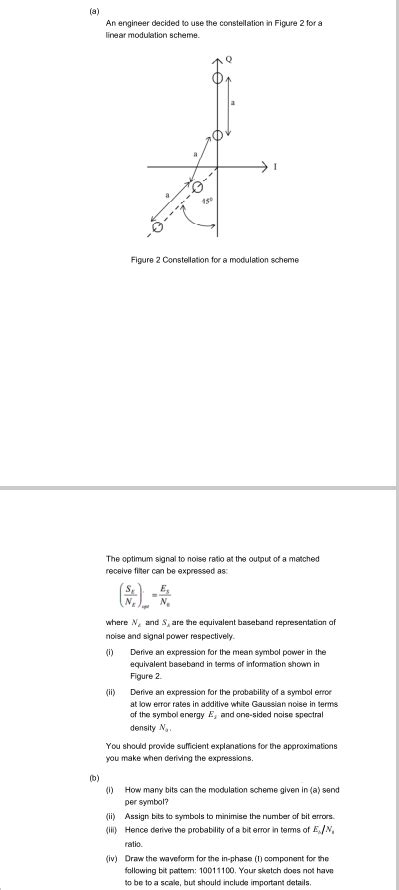 Solved A An Engineer Decided To Use The Constellation In Chegg