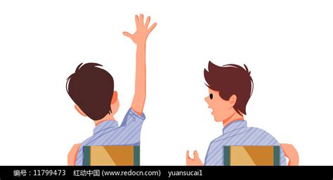 卡通手绘教室里举手回答问题的学生图片下载 红动中国