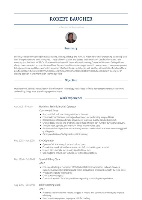 Machinist Resume Samples And Templates Visualcv