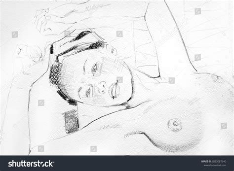 Pencil Drawing Illustration Female Nudity Portrait Stock Illustration Shutterstock