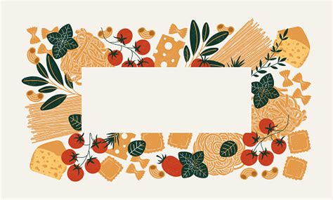 다양한 이탈리안 파스타 배경 맛있는 음식 디자인 템플릿입니다 드로잉에 대한 스톡 벡터 아트 및 기타 이미지 드로잉 색상 묘사 짭짤한 음식 Istock