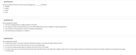Solved Question 48 By Default Global Variables And Function