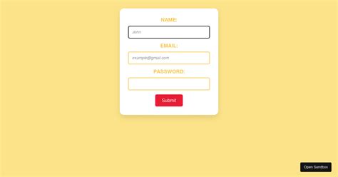 html forms challenge 1 solution codesandbox