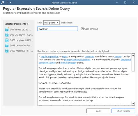 expert search with regex atlas ti 22 windows user manual