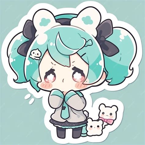 Premium Photo Kawaii Chibi Anime Girl Stickers Cute Simple And