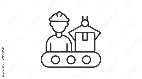 Animated Production Automation Icon Smart Automated Assembling Line