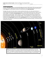 ESI LAB 1 Solar System V4 0 Pdf Earth S Place In The Solar SystemWritten By Professor Paul