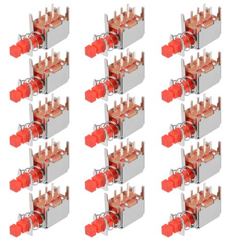 Push Button Switch DPDT Pin Position Self Locking Red Pcs Walmart Com