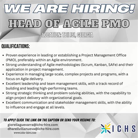 We Are Hiring Position Head Of Agile Pmo Location Tbilisi… International Consulting