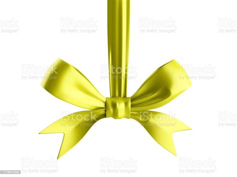 흰색 배경 3d 렌더링에 고립 된 빛나는 노란 리본과 활 0명에 대한 스톡 사진 및 기타 이미지 0명 디지털 생성 이미지 라벨 Istock