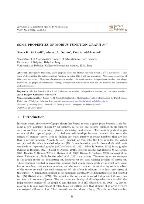 Pdf Some Properties Of Mobius Function Graph M 1
