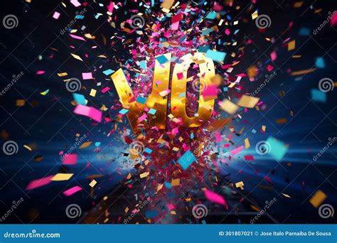 Dynamic Confetti Burst With Bold Typography Stock Image Cartoondealer