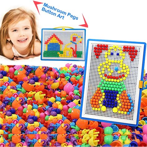 3d 퍼즐 게임 퍼즐 보드 선물 창의적인 교육 장난감 Diy 수제 장난감 버섯 네일 플라스틱 구슬 창의적인 장난감