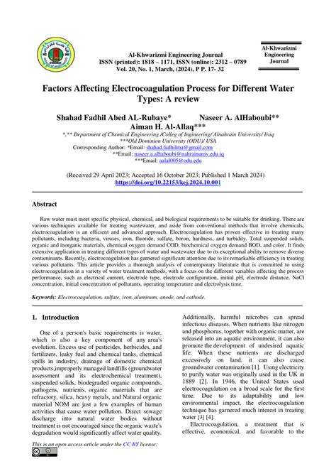 Pdf Factors Affecting Electrocoagulation Process For Different Water