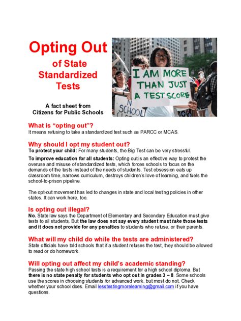 Fillable Online Fact Sheet On Opting Out Of Mcas Testing Fax Email Print Pdffiller