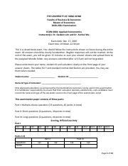 Guide To Master Of Economics Applied Econometrics Exam Course Hero