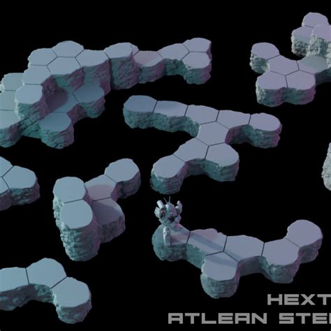 3d Printable Hextech Hex Hills Grasslands Map Pack Battletech Compatible Hex Terrain By