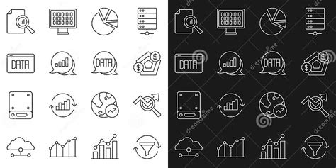 Set Line Sales Funnel With Chart Search Data Analysis Financial Growth Pie Infographic Data