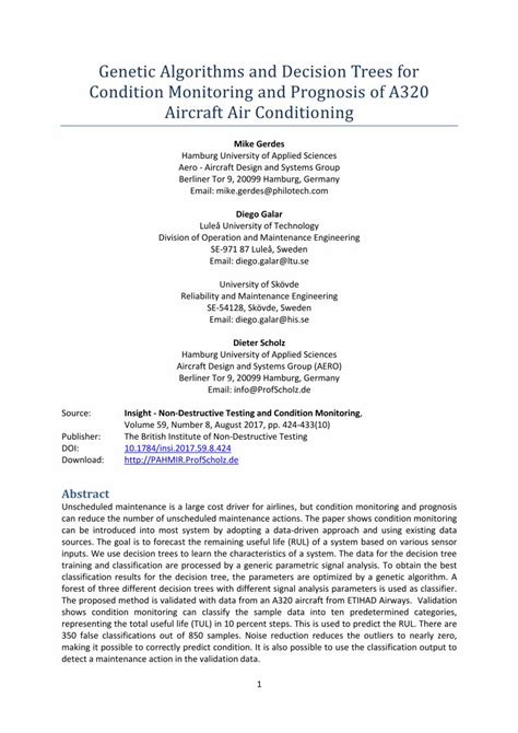 Pdf Genetic Algorithms And Decision Trees For Condition · Training And Classification Are