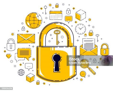 다른 아이콘 세트 인터넷 보호 개념 바이러스 백신 또는 방화벽 데이터 보호 개인 계정 암호 벡터 디자인으로 둘러싸인 자물쇠 잠금 장치 0명에 대한 스톡 벡터 아트 및 기타
