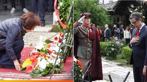 ФОТО И Пендаровски и Силјановска Давкова положија цвеќе на гробот на Гоце Делчев 360 степени