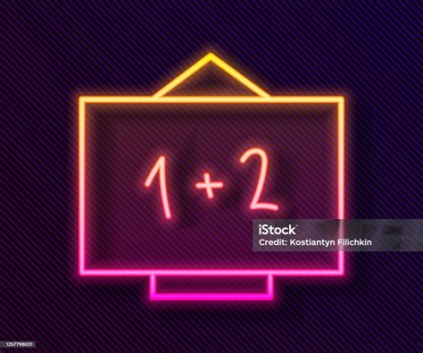 검은 색 배경에 고립 된 빛나는 네온 라인 칠판 아이콘 학교 칠판 표지판 벡터 일러스트레이션 개념에 대한 스톡 벡터 아트 및