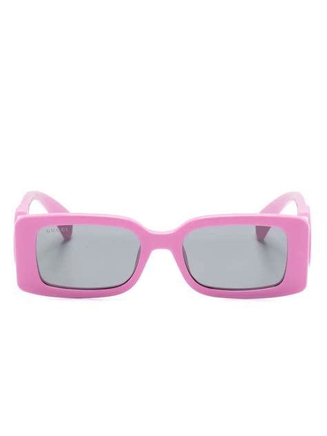 Gucci Eyewear Interlocking G Rectangle Frame Sunglasses Pink